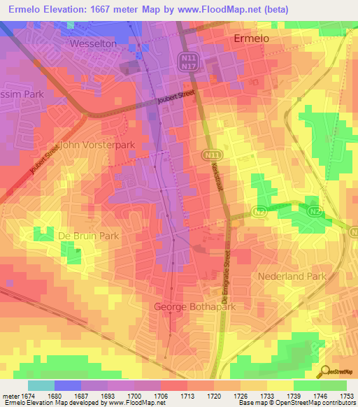 Elevation of Ermelo,South Africa Elevation Map, Topography, Contour