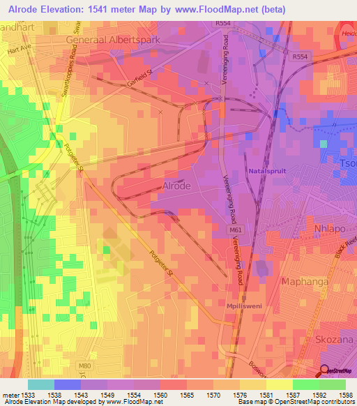 Elevation of Alrode,South Africa Elevation Map, Topography, Contour