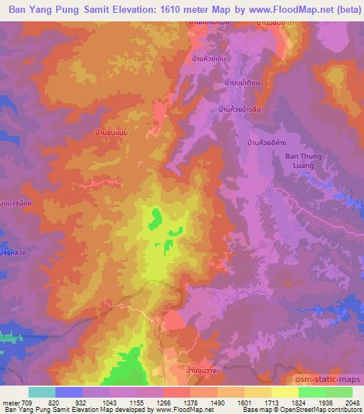 Elevation of Ban Yang Pung Samit,Thailand Elevation Map, Topography ...