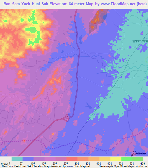 Elevation of Ban Sam Yaek Huai Sak,Thailand Elevation Map, Topography ...