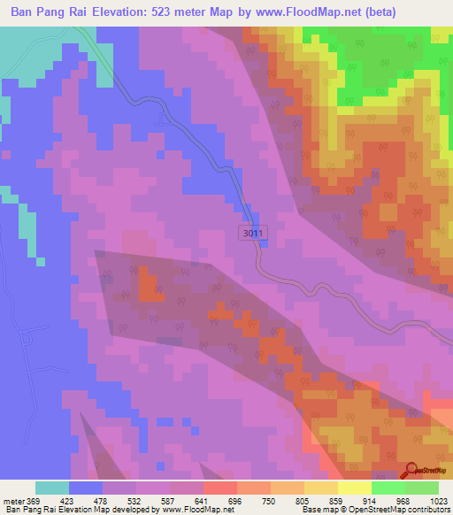 Elevation of Ban Pang Rai,Thailand Elevation Map, Topography, Contour