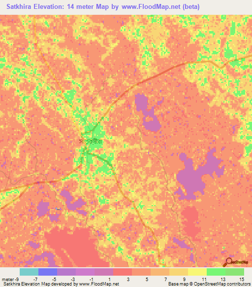 Elevation of Satkhira,Bangladesh Elevation Map, Topography, Contour