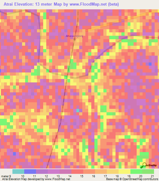 Elevation of Atrai,Bangladesh Elevation Map, Topography, Contour