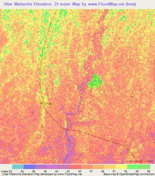 Elevation of Uttar Malancha,Bangladesh Elevation Map, Topography, Contour