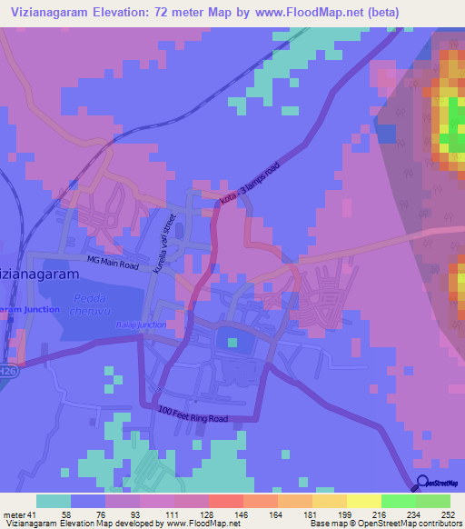 Elevation of Vizianagaram,India Elevation Map, Topography, Contour