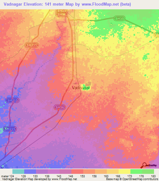 Elevation of Vadnagar,India Elevation Map, Topography, Contour