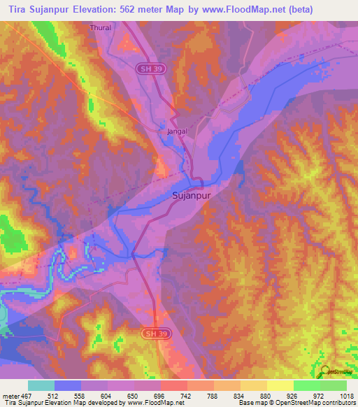 Elevation of Tira Sujanpur,India Elevation Map, Topography, Contour