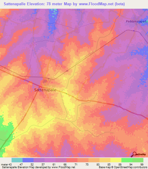 Elevation of Sattenapalle,India Elevation Map, Topography, Contour