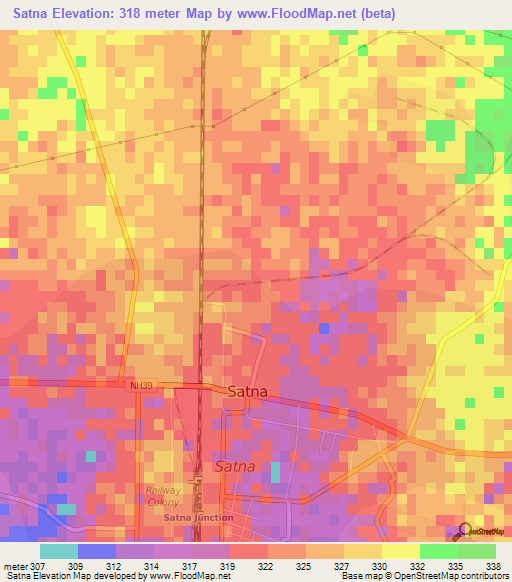 Elevation of Satna,India Elevation Map, Topography, Contour