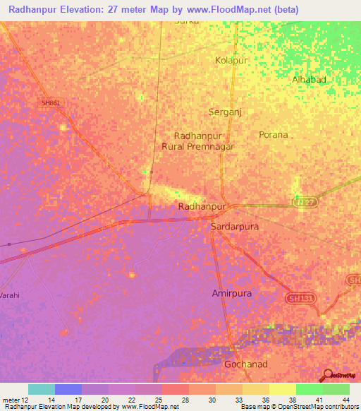 Elevation of Radhanpur,India Elevation Map, Topography, Contour