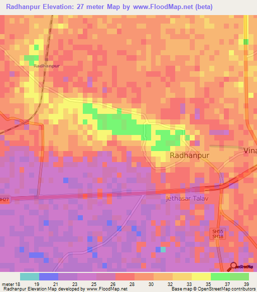 Elevation of Radhanpur,India Elevation Map, Topography, Contour