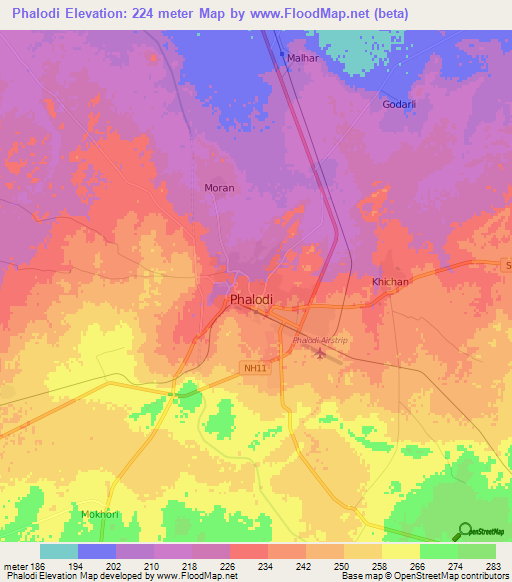 Elevation of Phalodi,India Elevation Map, Topography, Contour