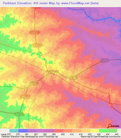 Elevation of Parbhani,India Elevation Map, Topography, Contour