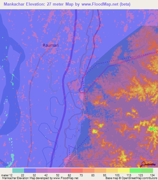 Elevation of Mankachar,India Elevation Map, Topography, Contour