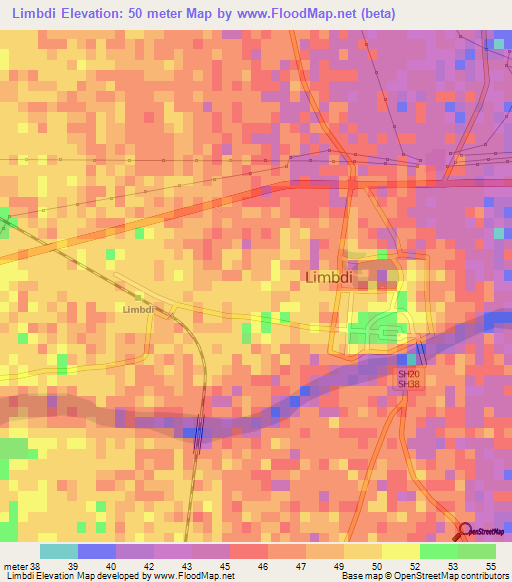 Elevation of Limbdi,India Elevation Map, Topography, Contour