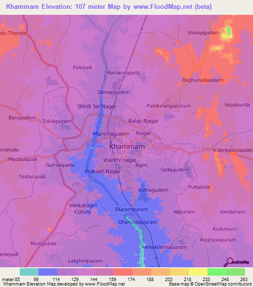 Elevation of Khammam,India Elevation Map, Topography, Contour