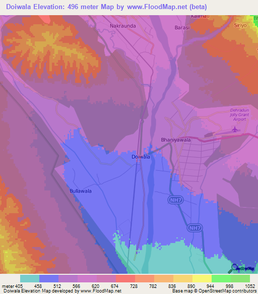 Elevation of Doiwala,India Elevation Map, Topography, Contour