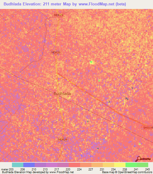 Elevation of Budhlada,India Elevation Map, Topography, Contour