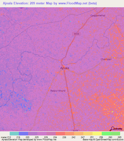 Elevation of Ajnala,India Elevation Map, Topography, Contour