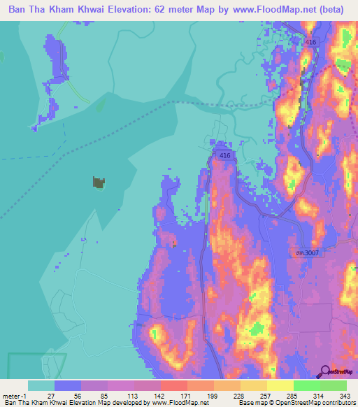 Elevation of Ban Tha Kham Khwai,Thailand Elevation Map, Topography, Contour