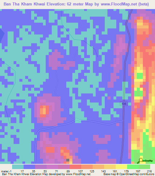 Elevation of Ban Tha Kham Khwai,Thailand Elevation Map, Topography, Contour
