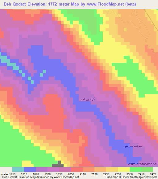 Elevation of Deh Qodrat,Iran Elevation Map, Topography, Contour