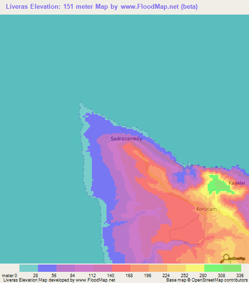 Elevation of Liveras,Cyprus Elevation Map, Topography, Contour