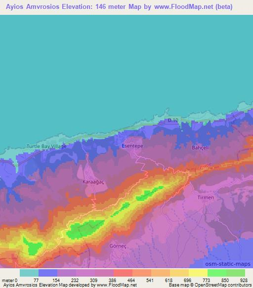 Elevation of Ayios Amvrosios,Cyprus Elevation Map, Topography, Contour