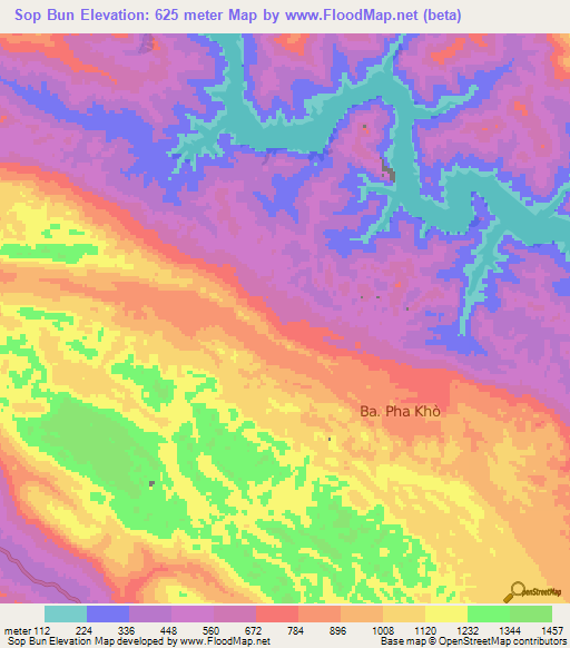 Elevation of Sop Bun,Vietnam Elevation Map, Topography, Contour