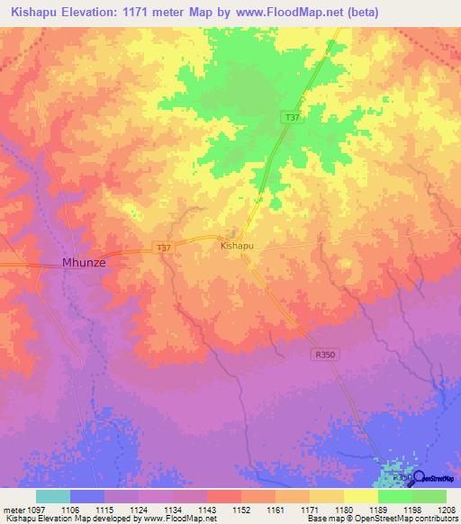Elevation of Kishapu,Tanzania Elevation Map, Topography, Contour
