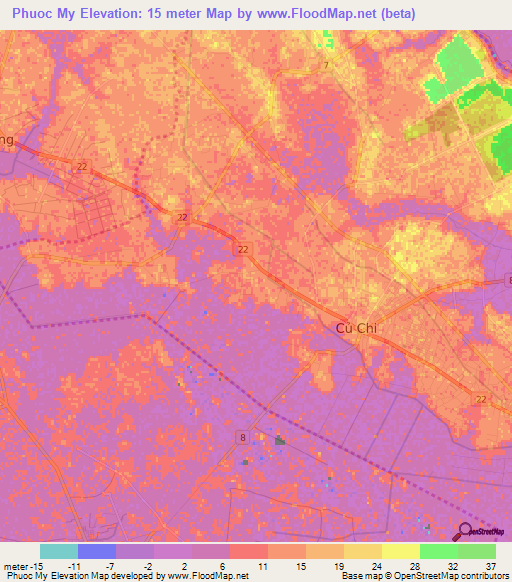 Elevation of Phuoc My,Vietnam Elevation Map, Topography, Contour