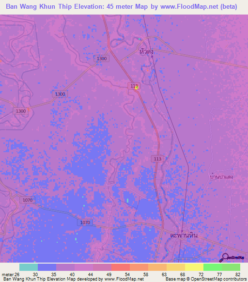 Elevation of Ban Wang Khun Thip,Thailand Elevation Map, Topography, Contour