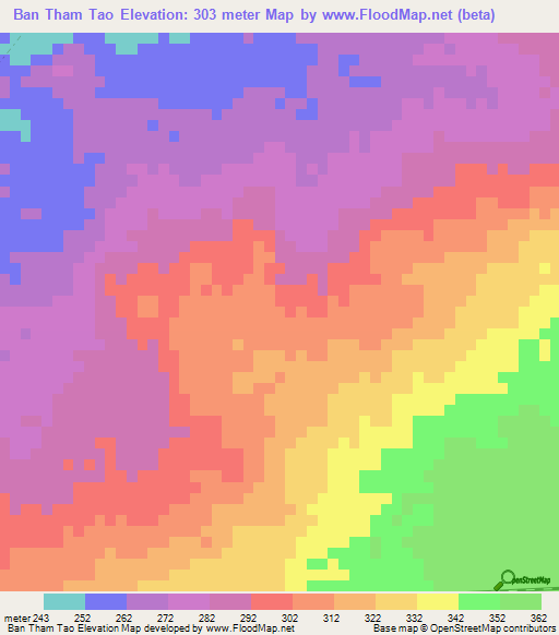 Elevation of Ban Tham Tao,Thailand Elevation Map, Topography, Contour
