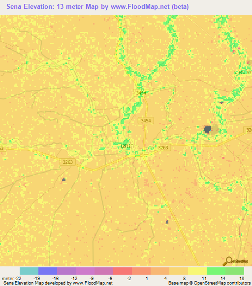 Elevation of Sena,Thailand Elevation Map, Topography, Contour