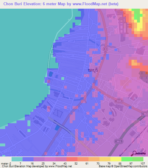 Elevation of Chon Buri,Thailand Elevation Map, Topography, Contour