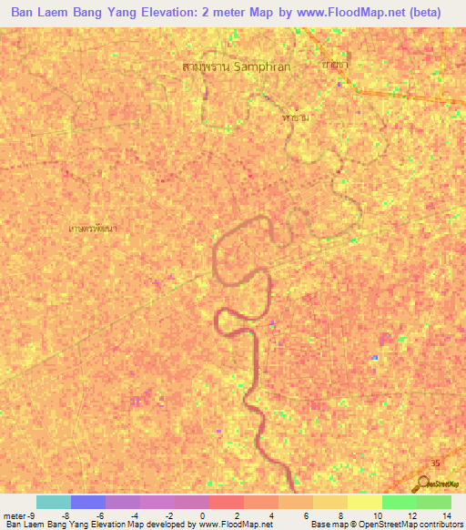Elevation of Ban Laem Bang Yang,Thailand Elevation Map, Topography, Contour