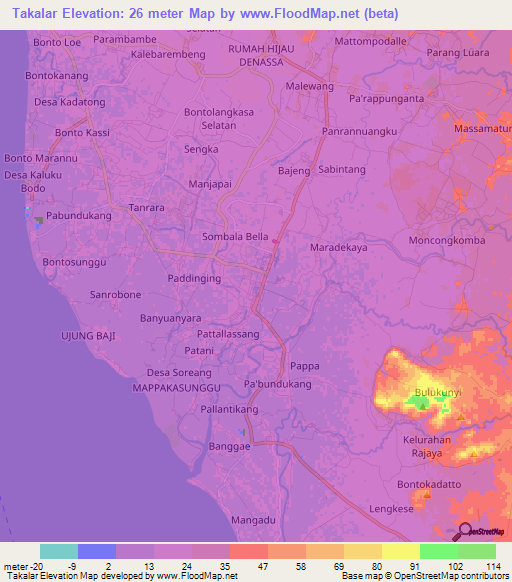 Elevation of Takalar,Indonesia Elevation Map, Topography, Contour