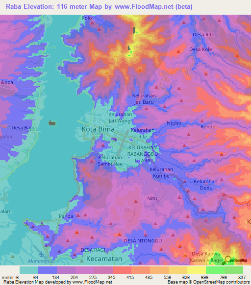Elevation of Raba,Indonesia Elevation Map, Topography, Contour