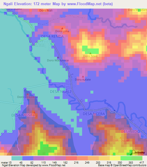 Elevation of Ngali,Indonesia Elevation Map, Topography, Contour