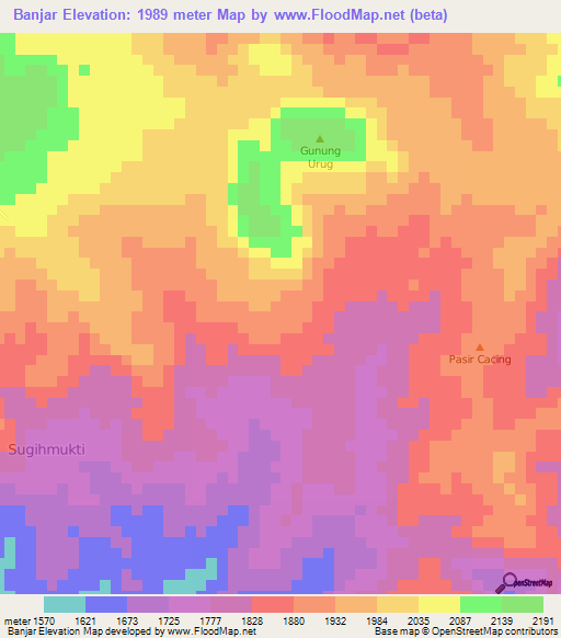 Elevation of Banjar,Indonesia Elevation Map, Topography, Contour