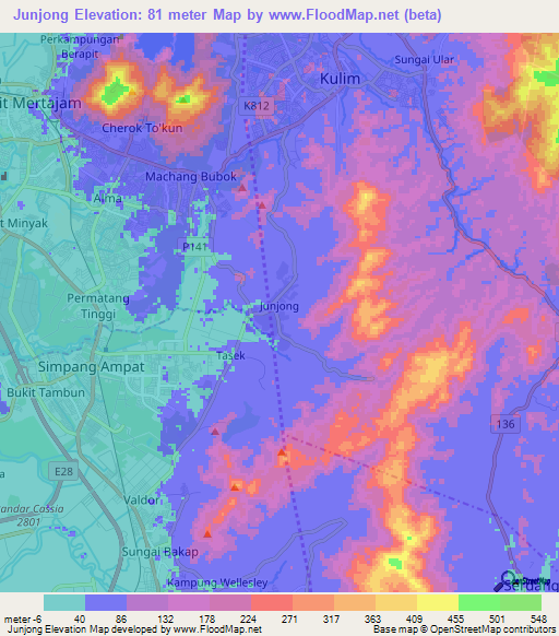 Elevation of Junjong,Malaysia Elevation Map, Topography, Contour