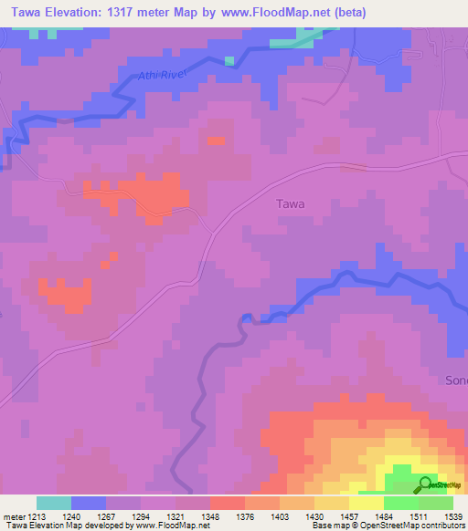 Elevation of Tawa,Kenya Elevation Map, Topography, Contour
