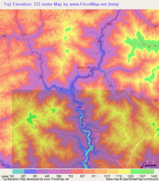 Elevation of Toji,Japan Elevation Map, Topography, Contour