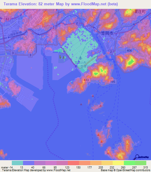 Elevation of Terama,Japan Elevation Map, Topography, Contour