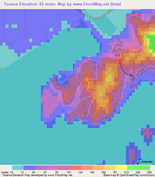 Elevation of Terama,Japan Elevation Map, Topography, Contour