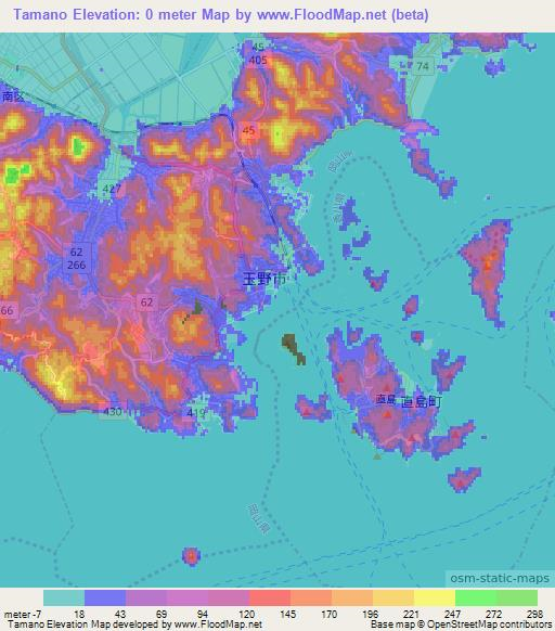 Elevation of Tamano,Japan Elevation Map, Topography, Contour
