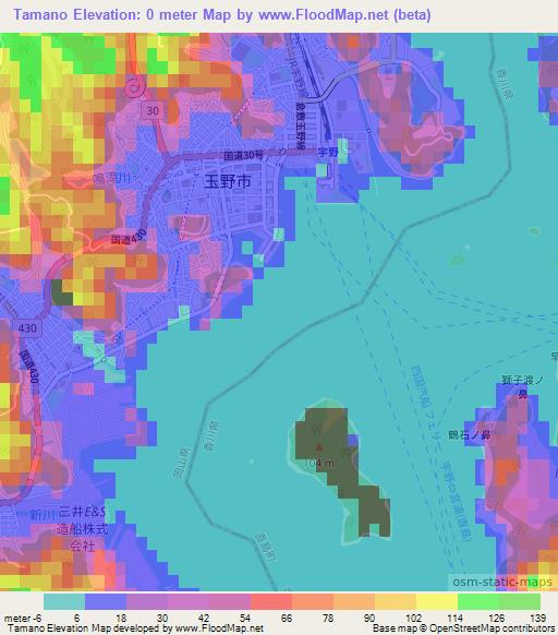 Elevation of Tamano,Japan Elevation Map, Topography, Contour