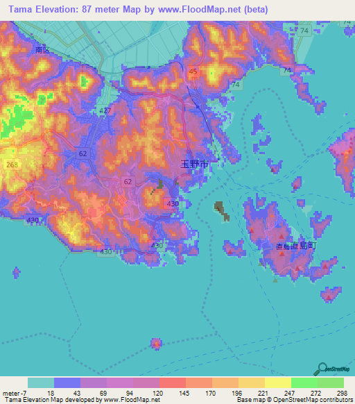 Elevation of Tama,Japan Elevation Map, Topography, Contour