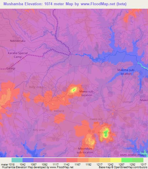 Elevation of Mushamba,Kenya Elevation Map, Topography, Contour