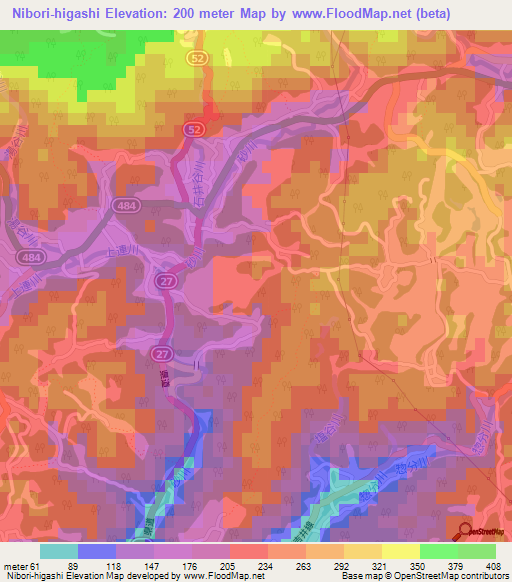Elevation of Nibori-higashi,Japan Elevation Map, Topography, Contour